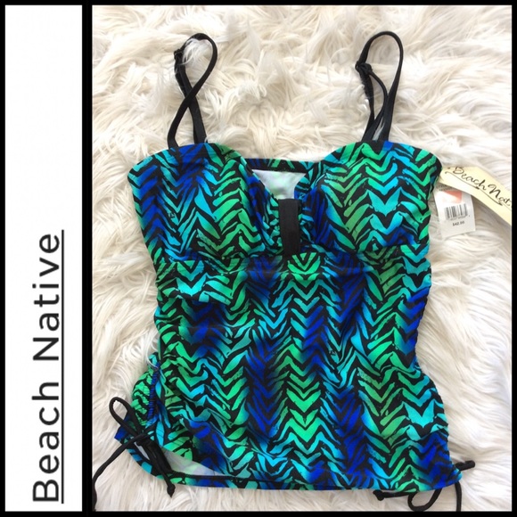Beach Native | Swim | Nwt Beach Native Adjustable Ruched Tankini Top ...